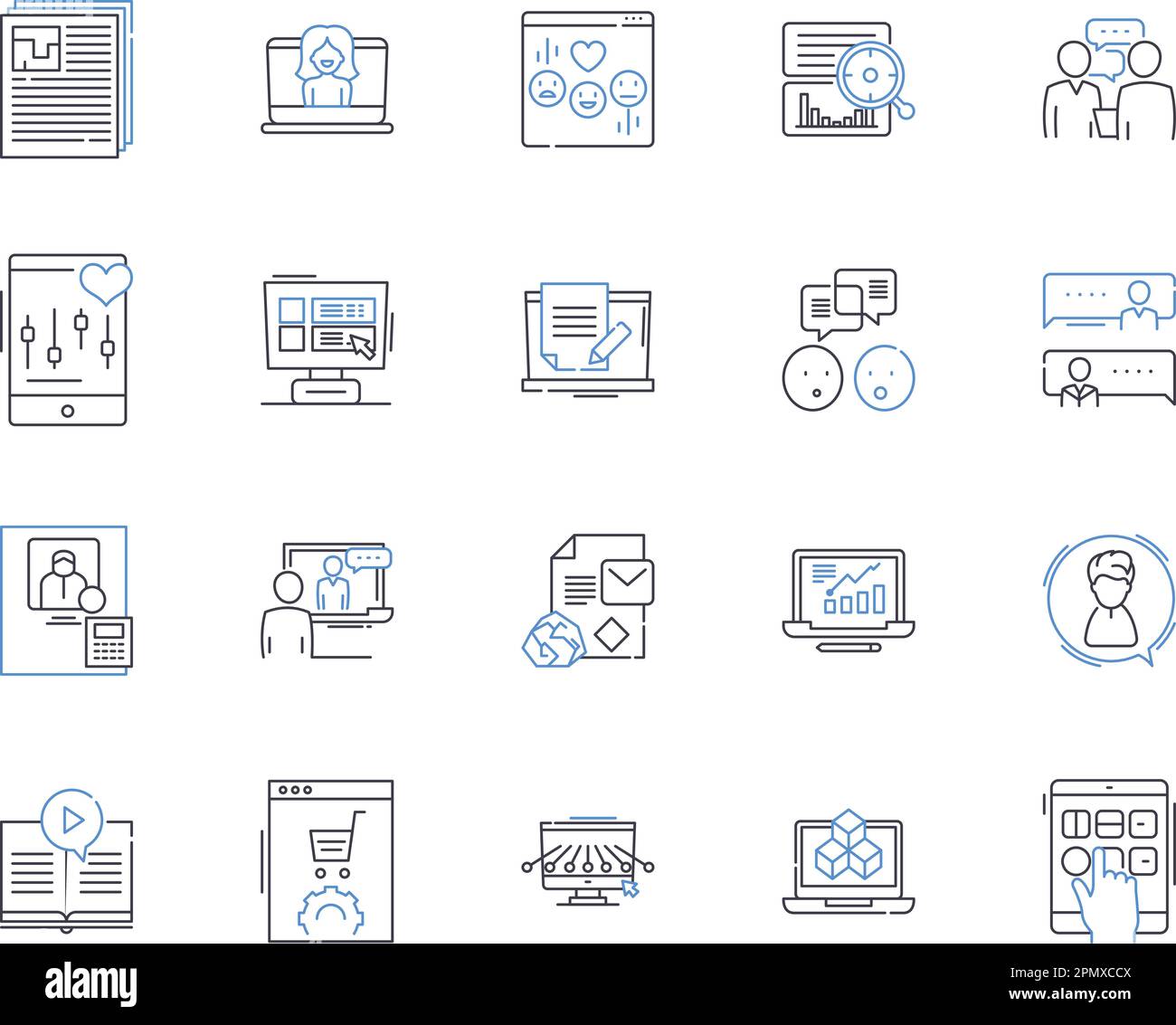 Management and content outline icons collection. management, content ...