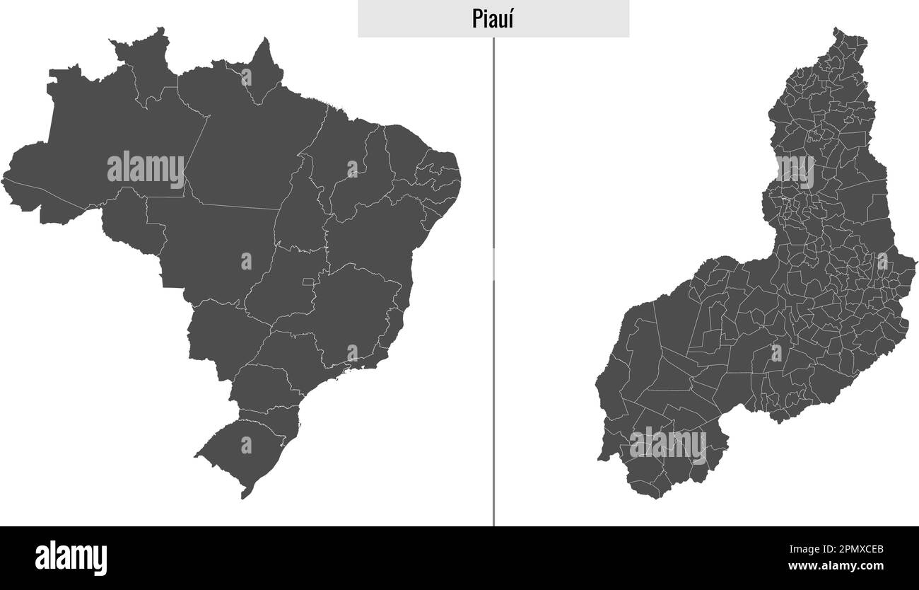 map of Piaui state of Brazil and location on Brazilian map Stock Vector ...