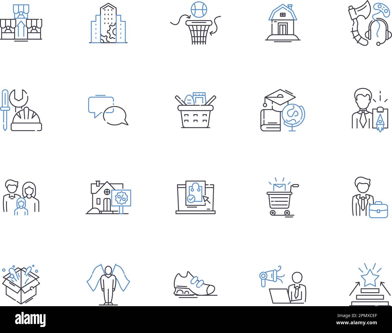 City life outline icons collection. Urban, Metropolis, Bustling ...