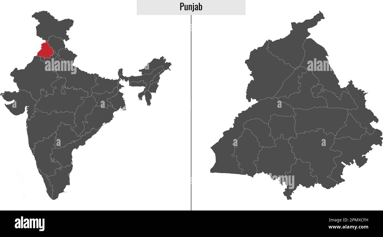 map of Punjab state of India and location on Indian map Stock Vector ...