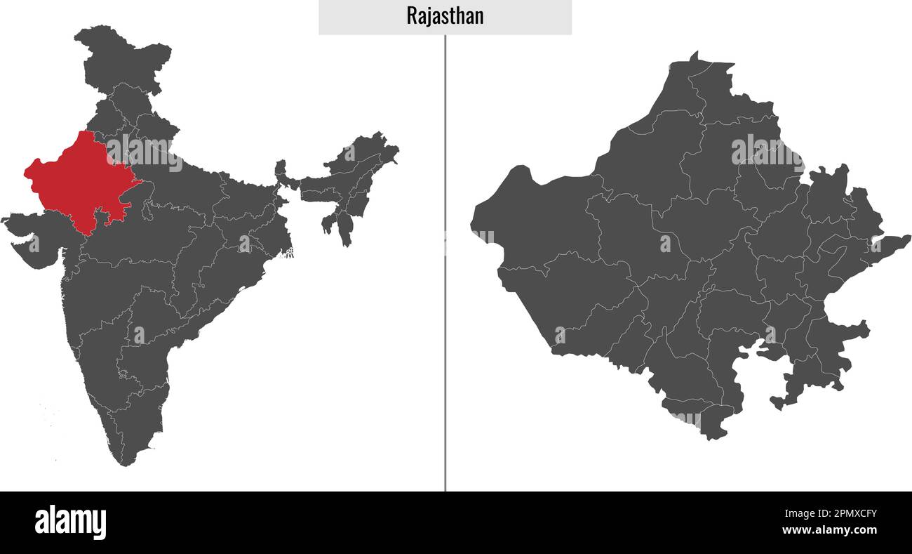 Map Of Rajasthan State Of India And Location On Indian Map Stock Vector Map Of Rajasthan State Of India And Location On Indian Map Stock Vector