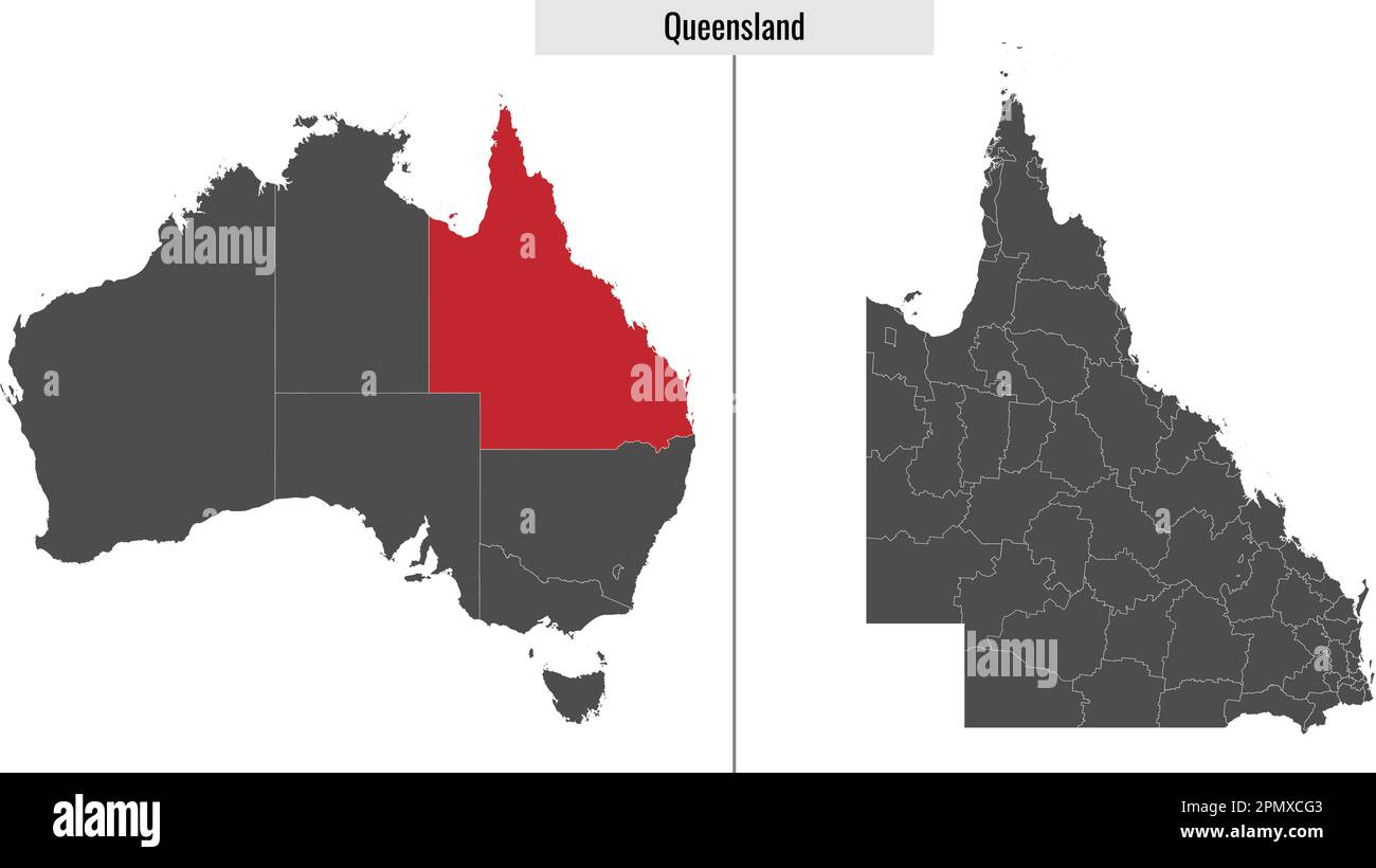 map of Queensland state of Australia and location on Australian map Stock Vector Image & Art - Alamy