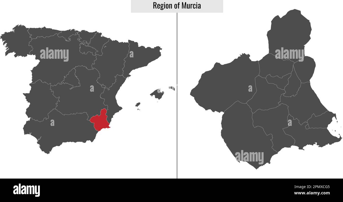 map of Murcia autonomous community of Spain and location on Spanish map ...