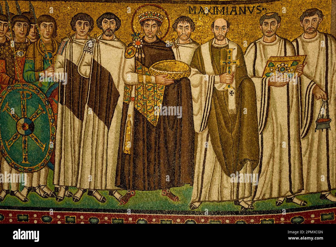 San Vitale old romanesque church Ravenna Mosaics of Emperor Justinian ...