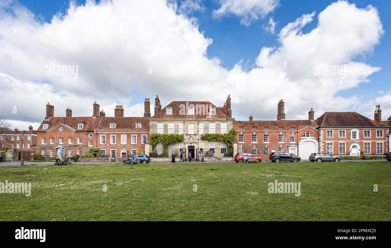 Panorama of historic Mompesson House and parade of houses in Choristers ...