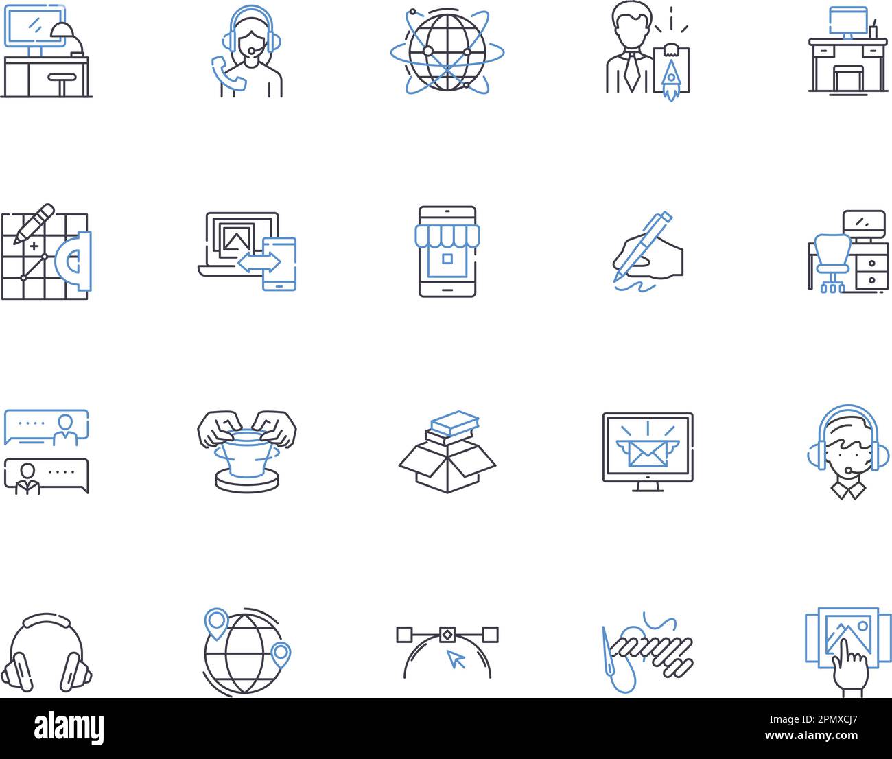 Freelance outline icons collection. Freelancer, Independent, Contractor ...