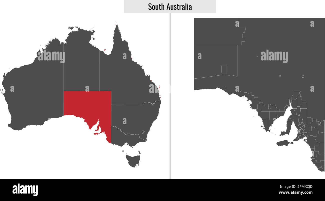 map of South Australia state of Australia and location on Australian ...