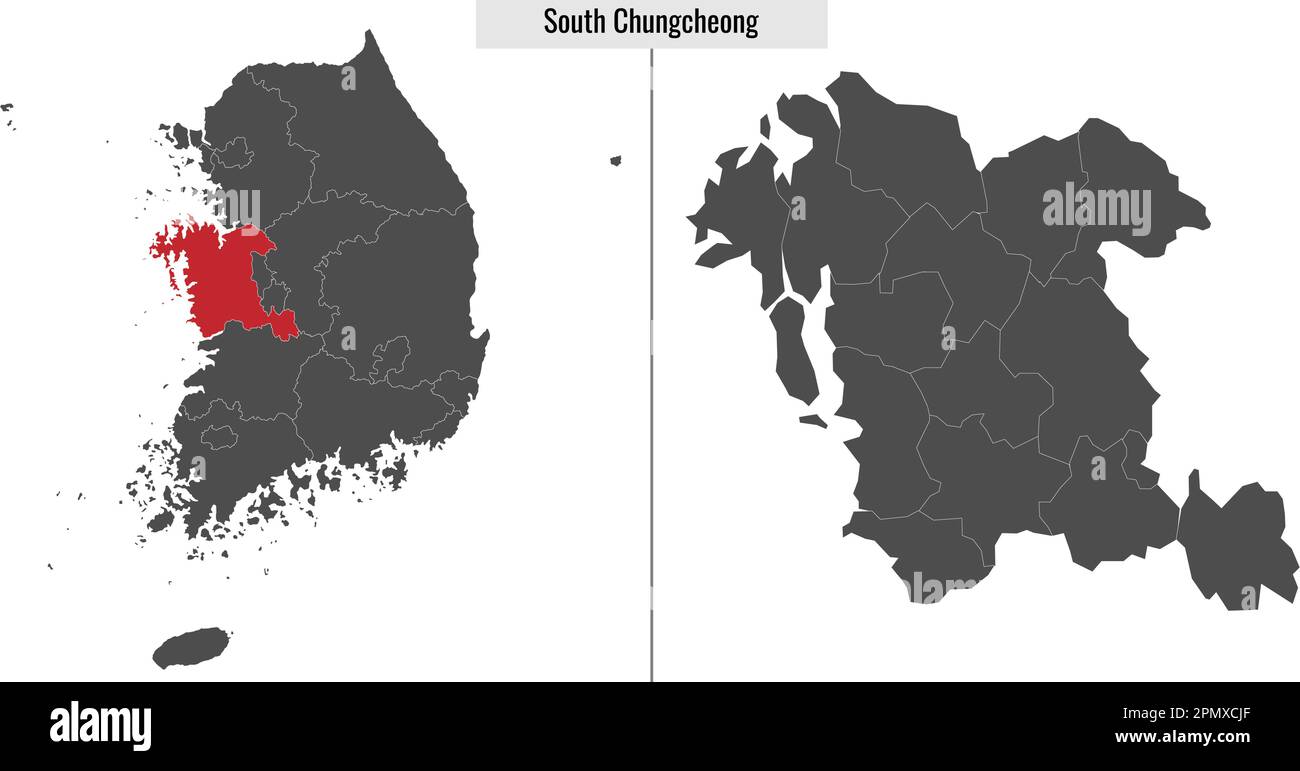 map of South Chungcheong state of South Korea and location on Korean ...