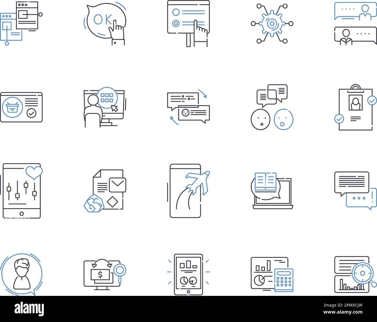 Content management outline icons collection. seperateContent, Management, System, CMS ...