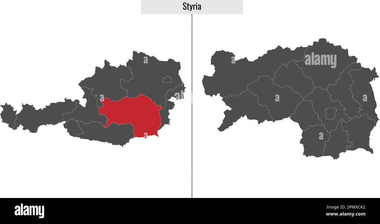 map of Styria state of Austria and location on Austrian map Stock ...
