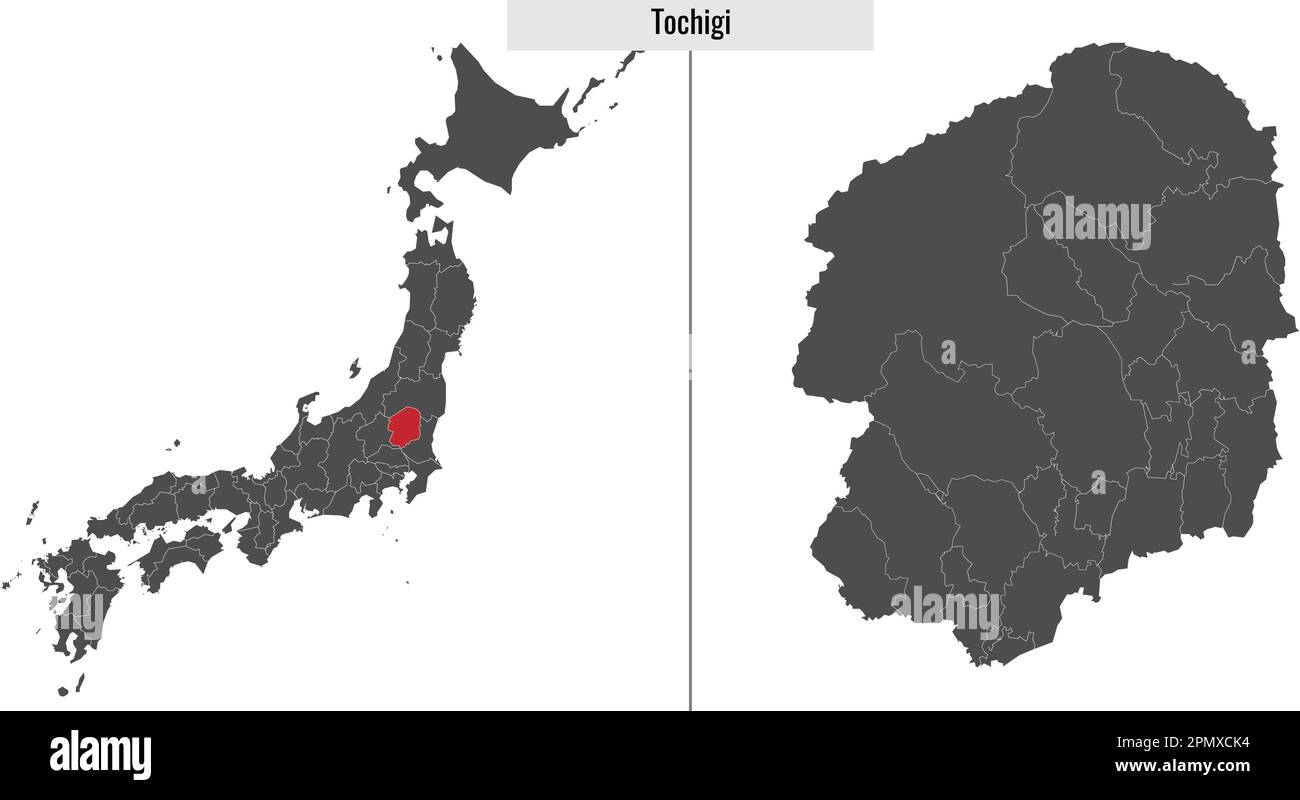 map of Tochigi prefecture of Japan and location on Japanese map Stock ...