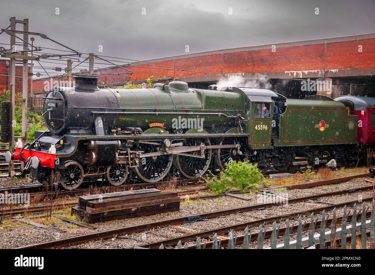 Jubilee class steam locomotive named Bahamas passing south through ...