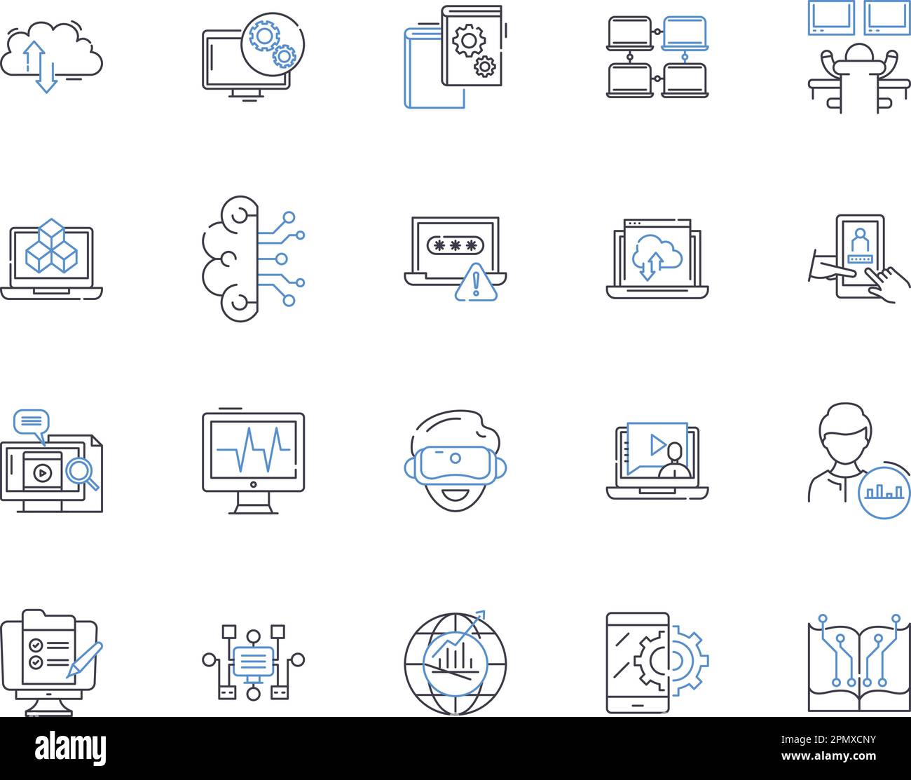 Digital industry outline icons collection. Digital, industry, technology, online, computing ...