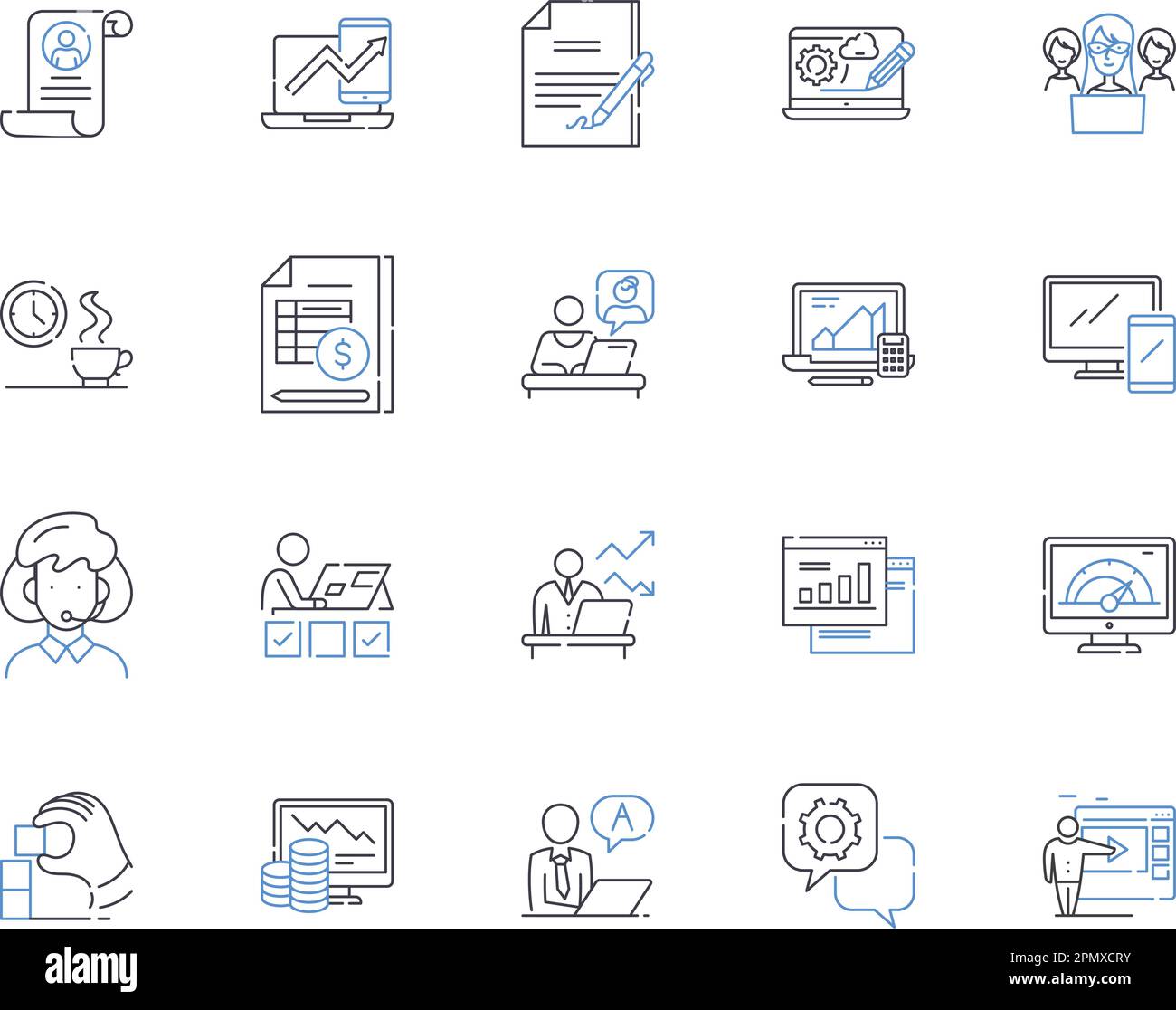 Management And Workflow Outline Icons Collection Workflow Management