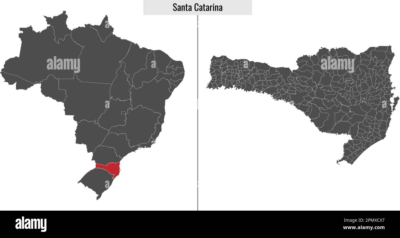 map of Santa Catarina state of Brazil and location on Brazilian map ...