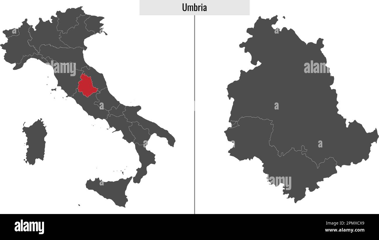 map of Umbria province of Italy and location on Italian map Stock ...