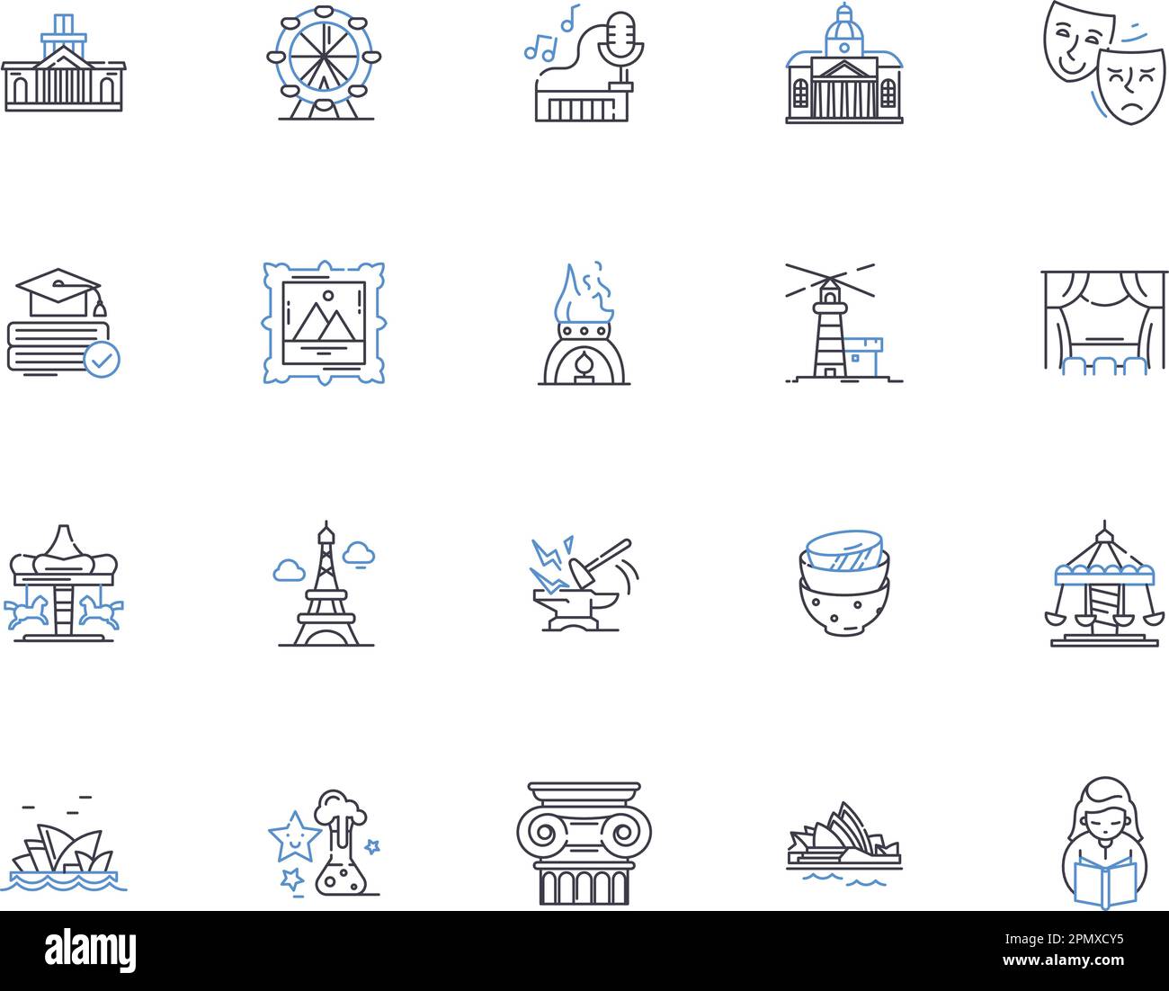 History outline icons collection. Past, timeline, ancient, events, culture, learn, records ...