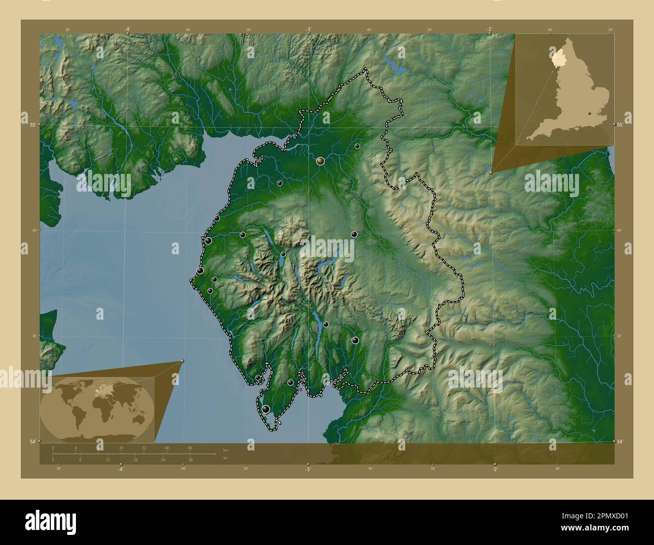 Cumbria, administrative county of England - Great Britain. Colored ...