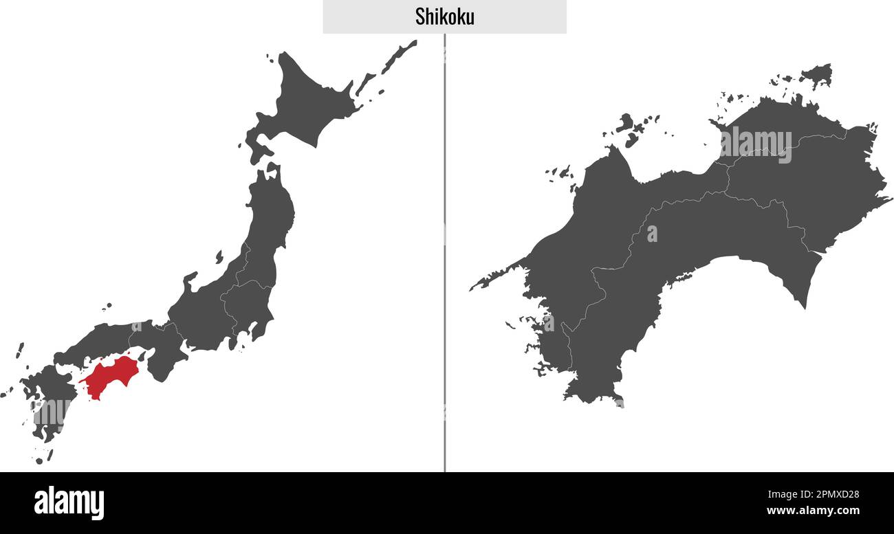 Map Of Shikoku Region Of Japan And Location On Japanese Map Stock Vector Image And Art Alamy