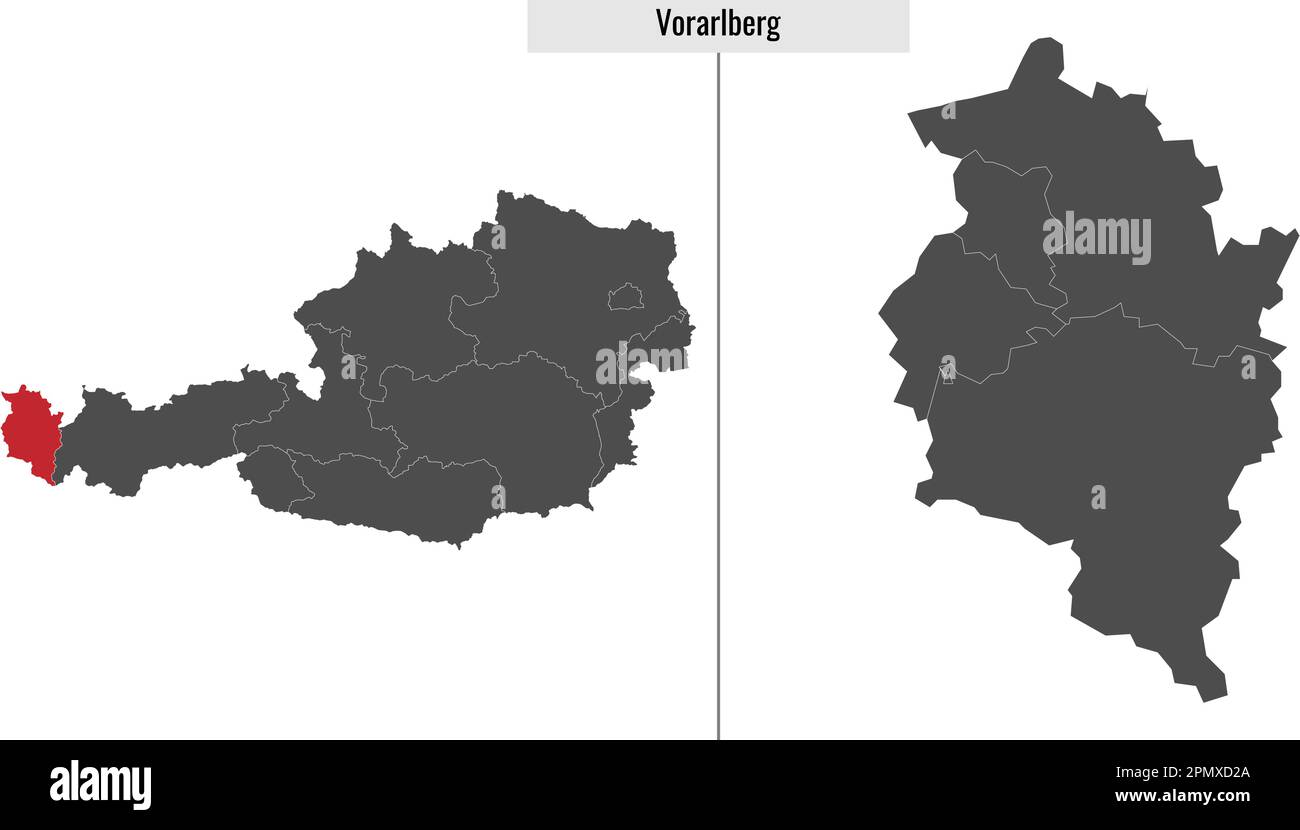 map of Vorarlberg state of Austria and location on Austrian map Stock ...