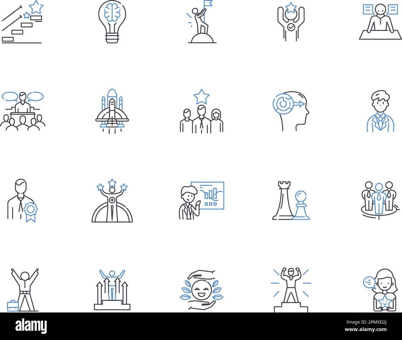 Leadership outline icons collection. Lead, Manager, Direct, Guide ...