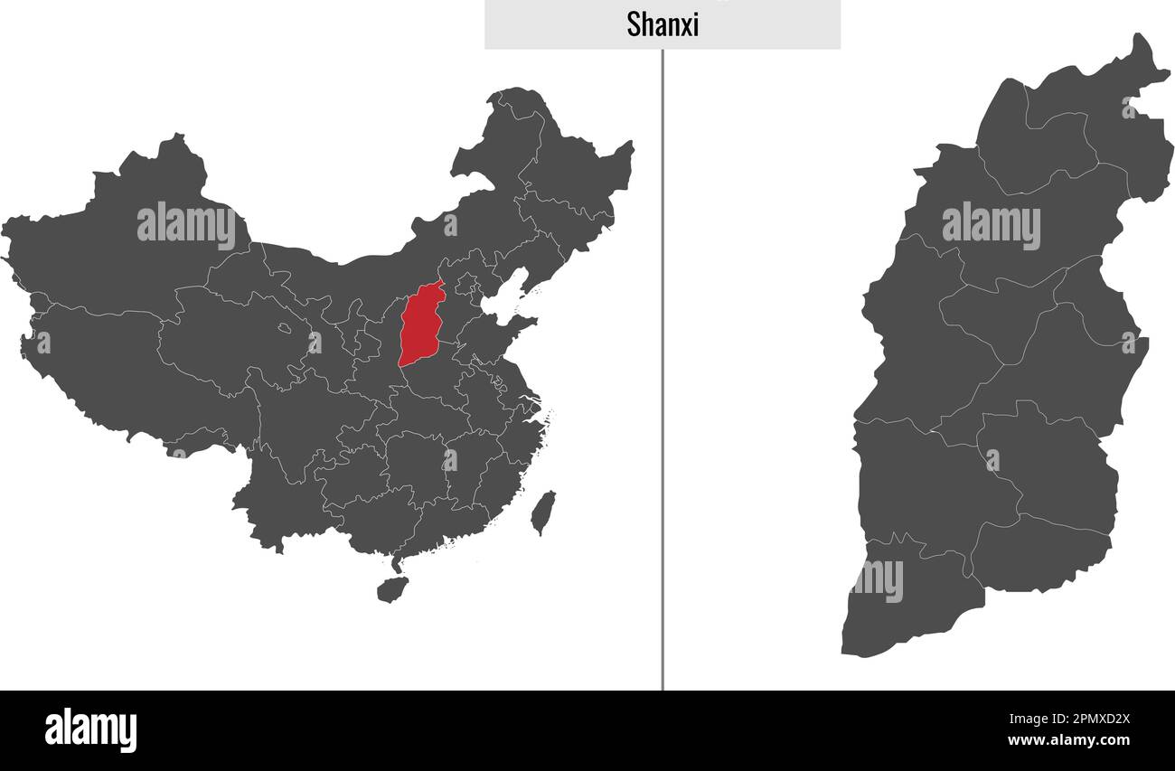 map of Shanxi province of China and location on Chinese map Stock ...