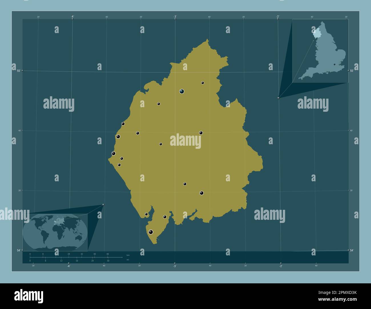 Cumbria, administrative county of England - Great Britain. Solid color ...