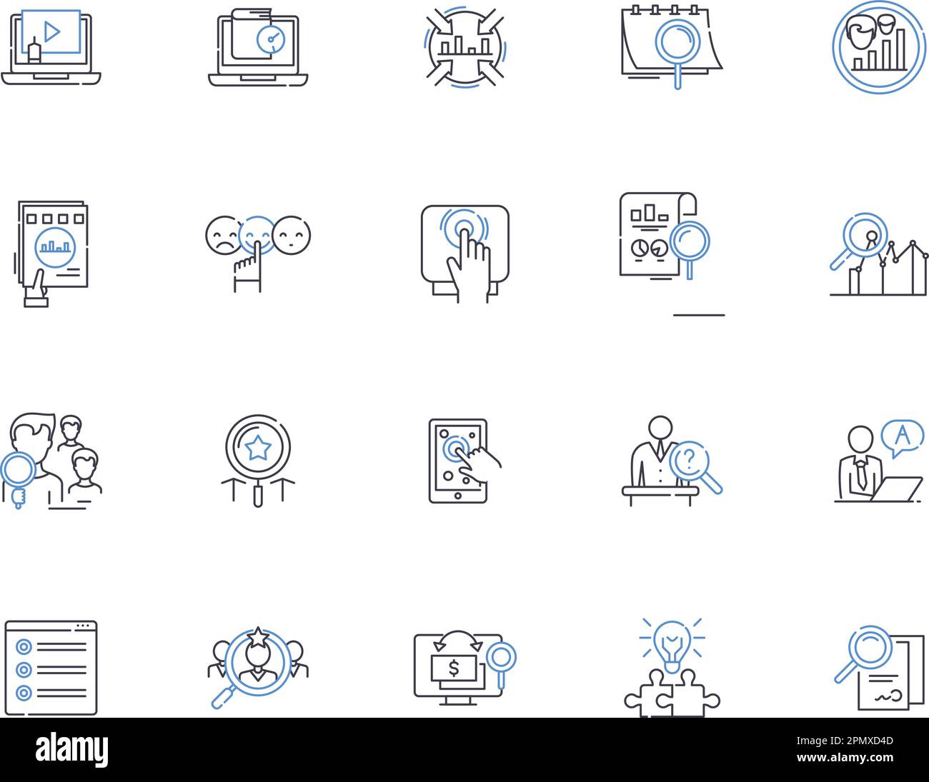 Search outline icons collection. Find, Explore, Hunt, Lookup, Locate ...