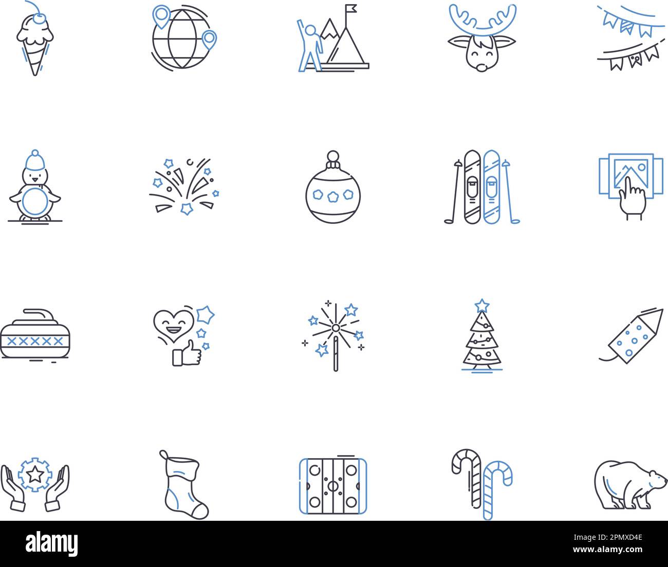Winter outline icons collection. Snow, Sleet, Cold, Ice, Frost, Chill ...