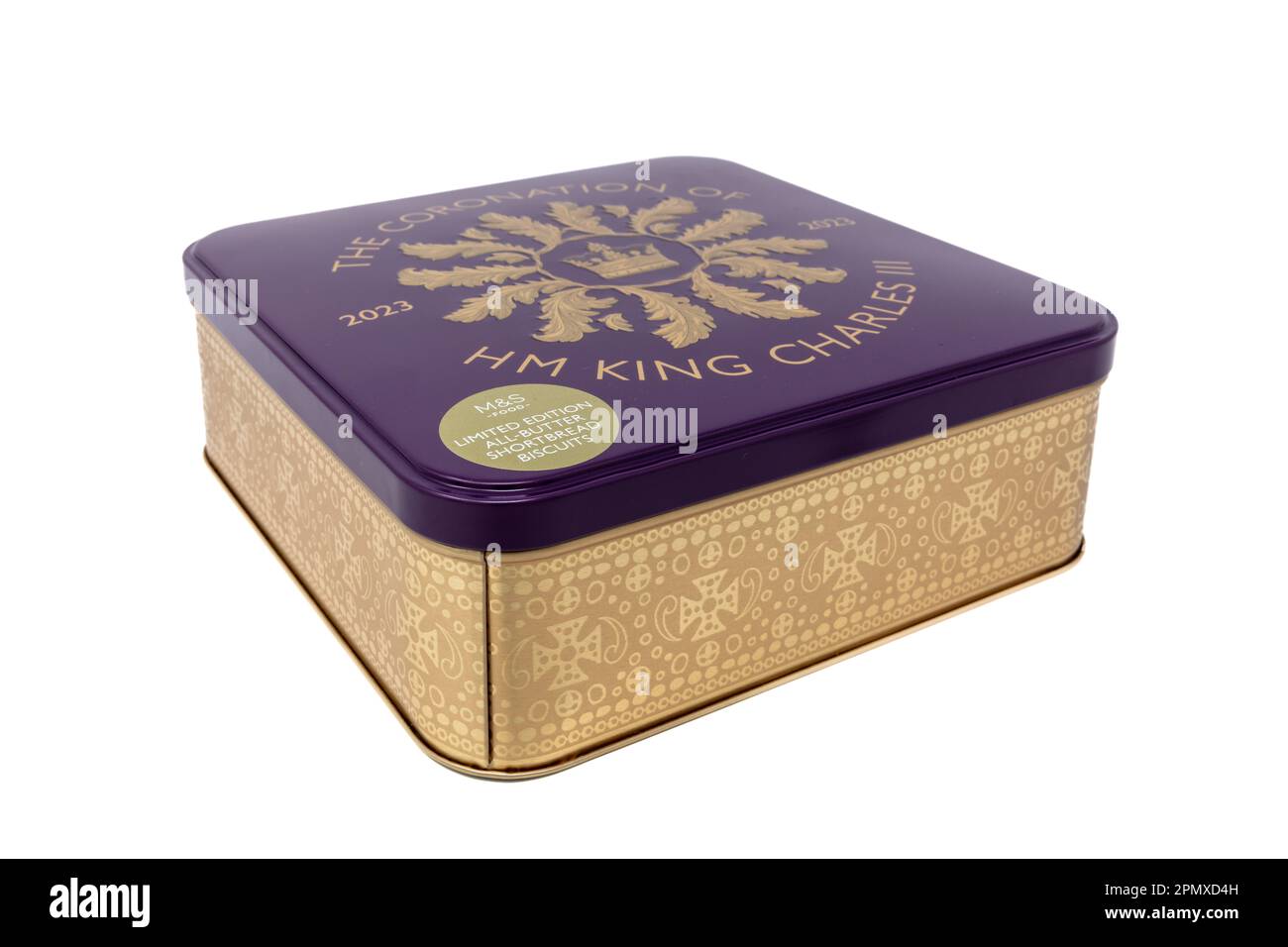 M&S Coronation of HM King Charles III All Butter Shortbread Tin on a ...