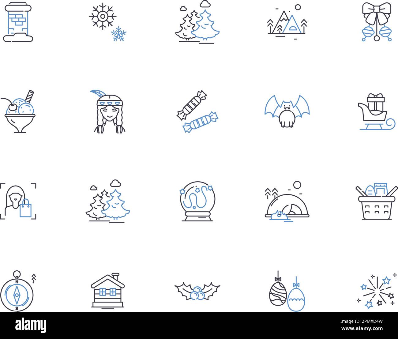 Winter outline icons collection. Snow, Sleet, Cold, Ice, Frost, Chill ...