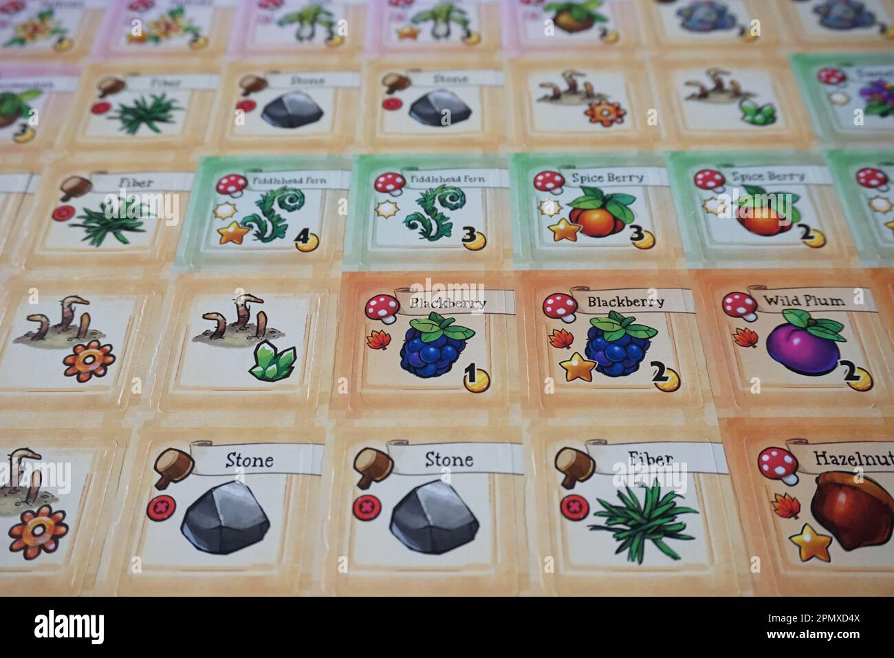 Pieces and cardboard tokens from Stardew Valley the board game Stock ...