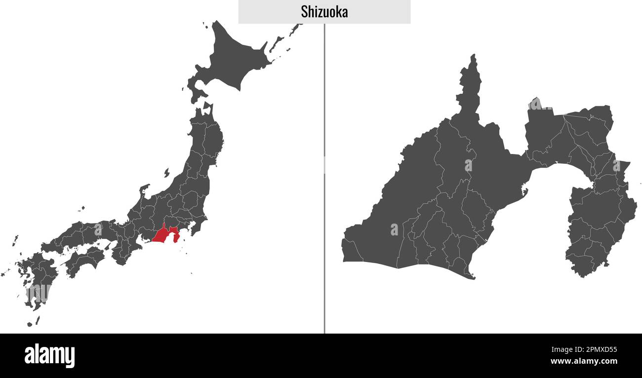 map of Shizuoka prefecture of Japan and location on Japanese map Stock ...
