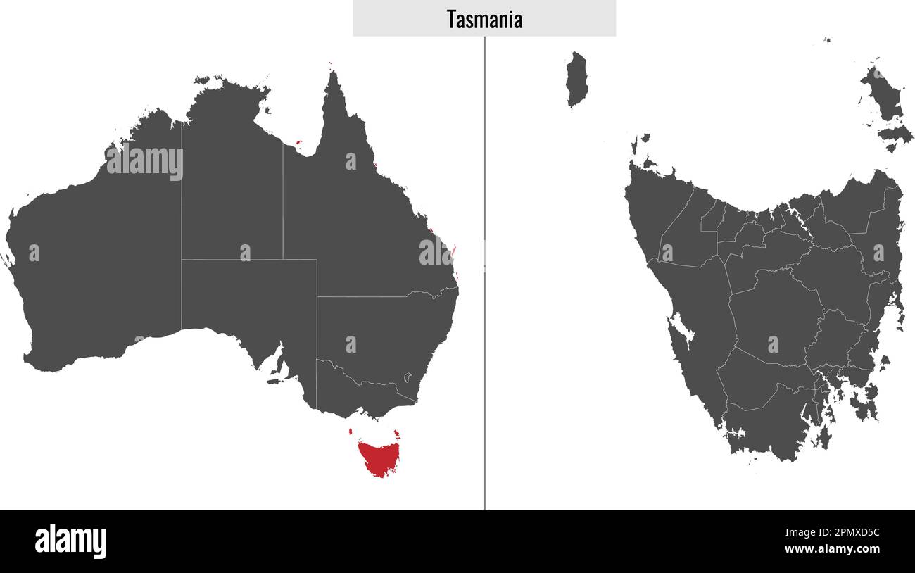 map of Tasmania state of Australia and location on Australian map Stock Vector Image & Art - Alamy