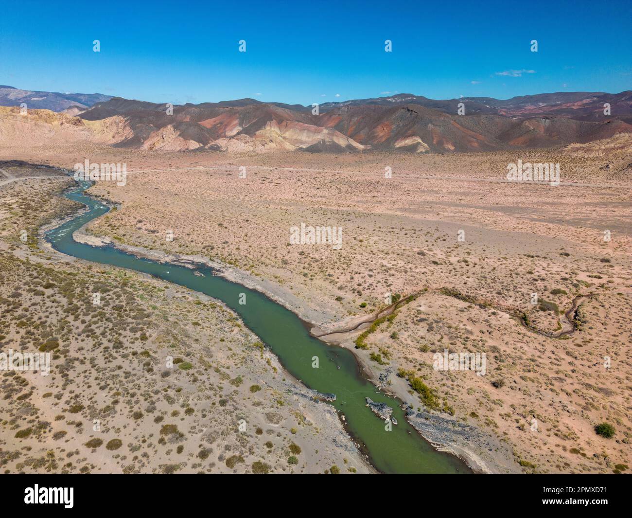 Aerial view of the remote and scenic nature with branches of the river ...