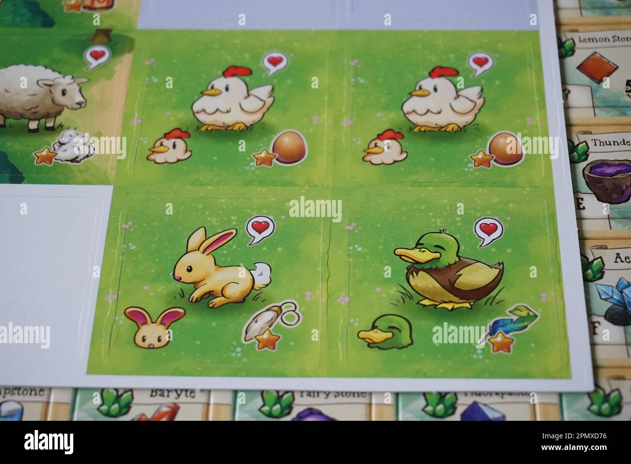 Pieces and cardboard tokens from Stardew Valley the board game Stock ...