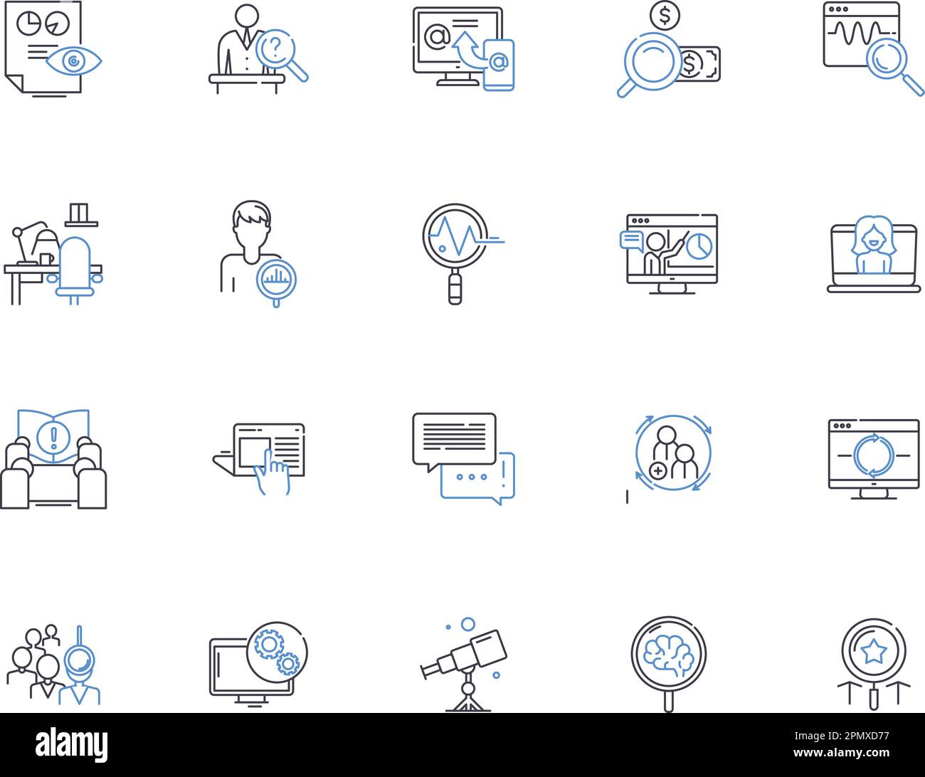 Research line icons collection. Research, Investigation, Exploration ...