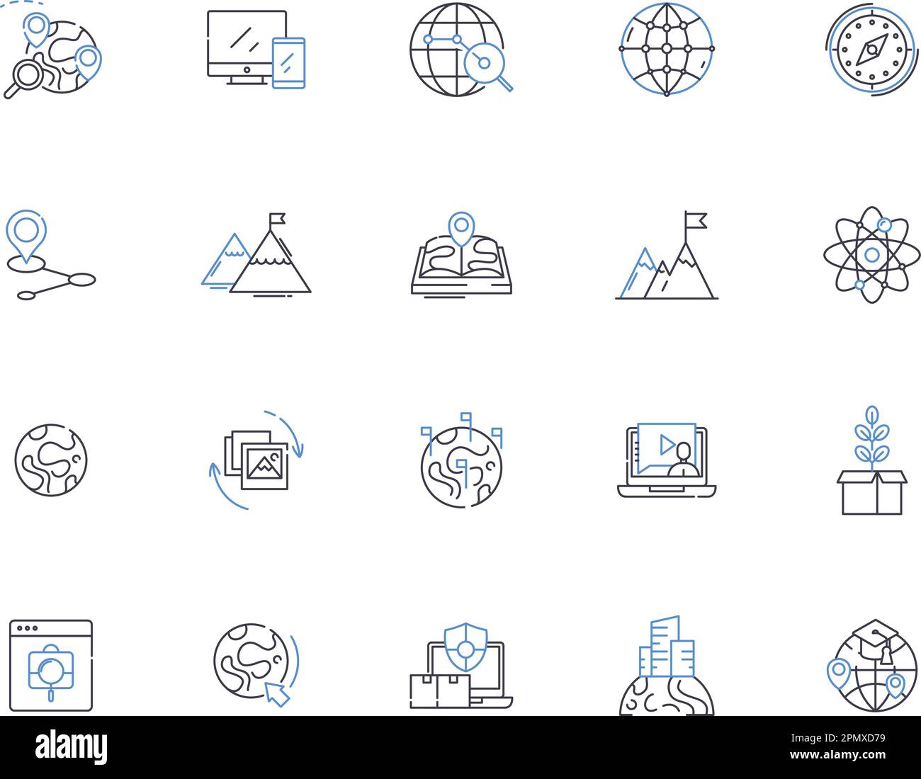 Maps And Locations Outline Icons Collection Maps Locations Geography Navigation Survey