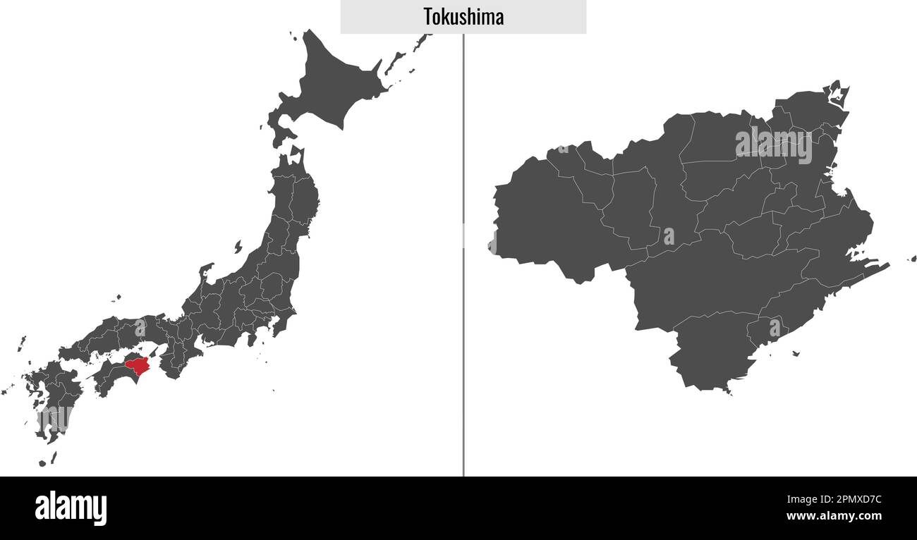 map of Tokushima prefecture of Japan and location on Japanese map Stock ...