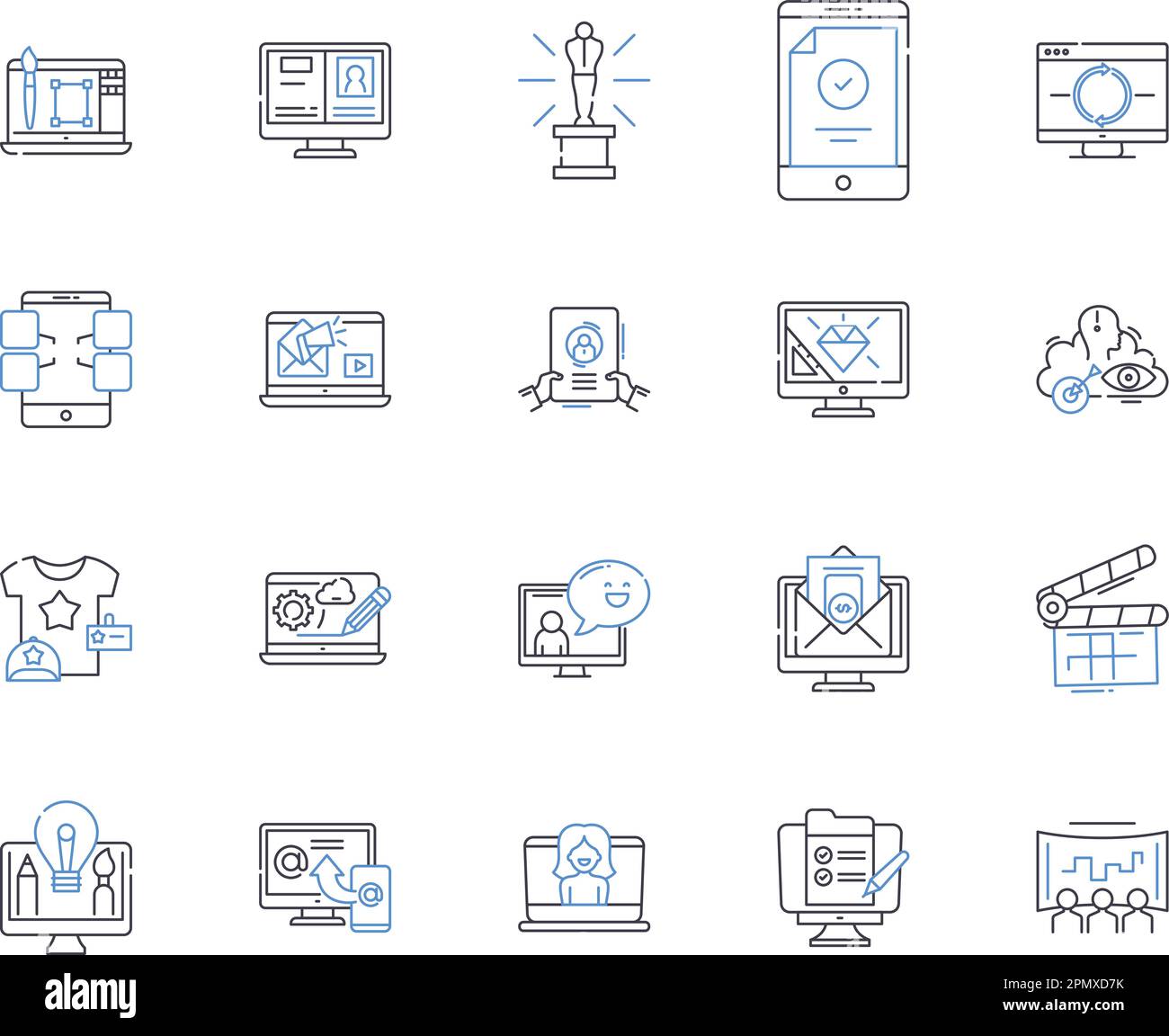 Media company outline icons collection. Media, Company, Broadcasting, Video, Production ...