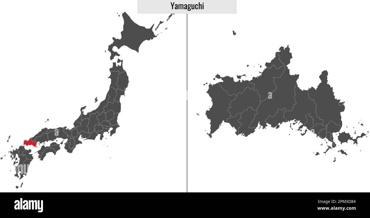 map of Yamaguchi prefecture of Japan and location on Japanese map Stock ...