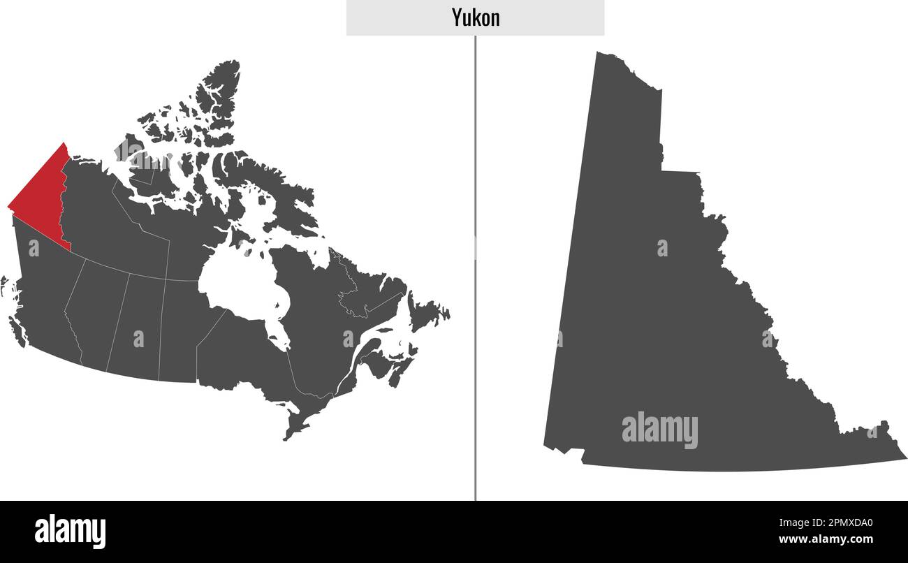 map of Yukon province of Canada and location on Canadian map Stock ...