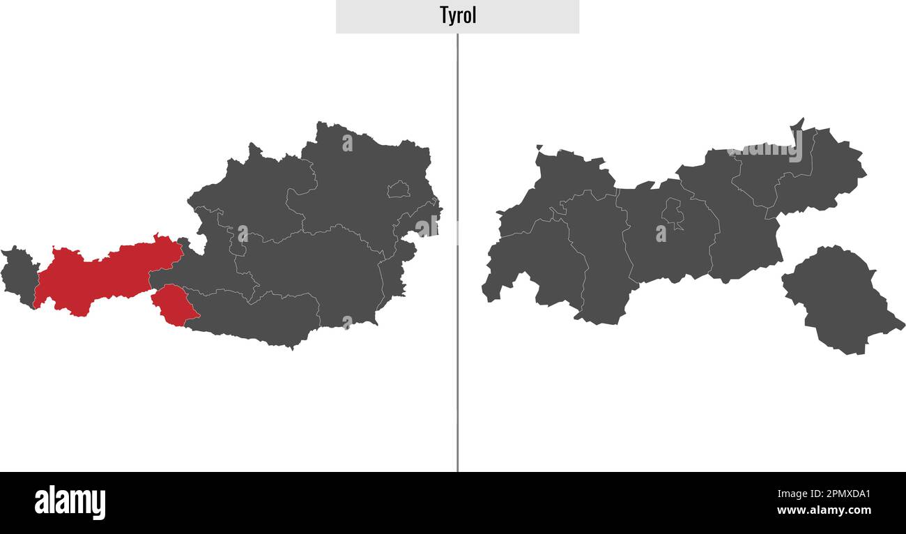 map of Tyrol state of Austria and location on Austrian map Stock Vector ...