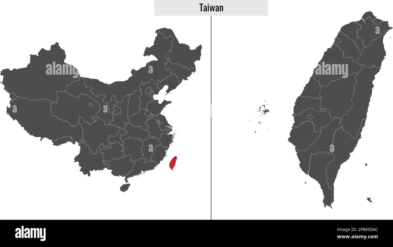 map of Taiwan province of China and location on Chinese map Stock ...