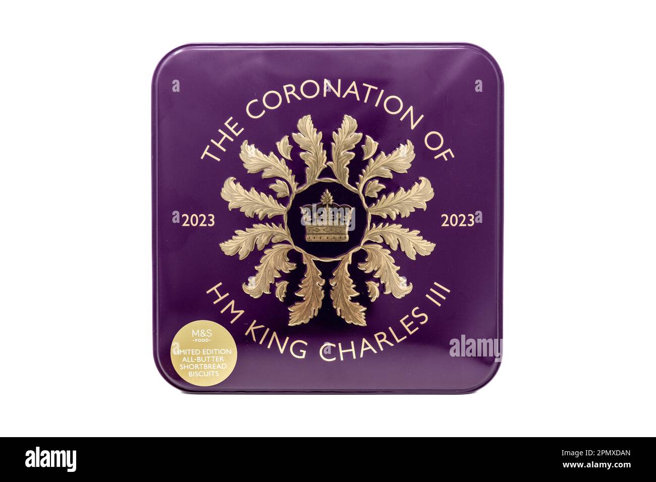 M&S Coronation of HM King Charles III All Butter Shortbread Tin on a ...