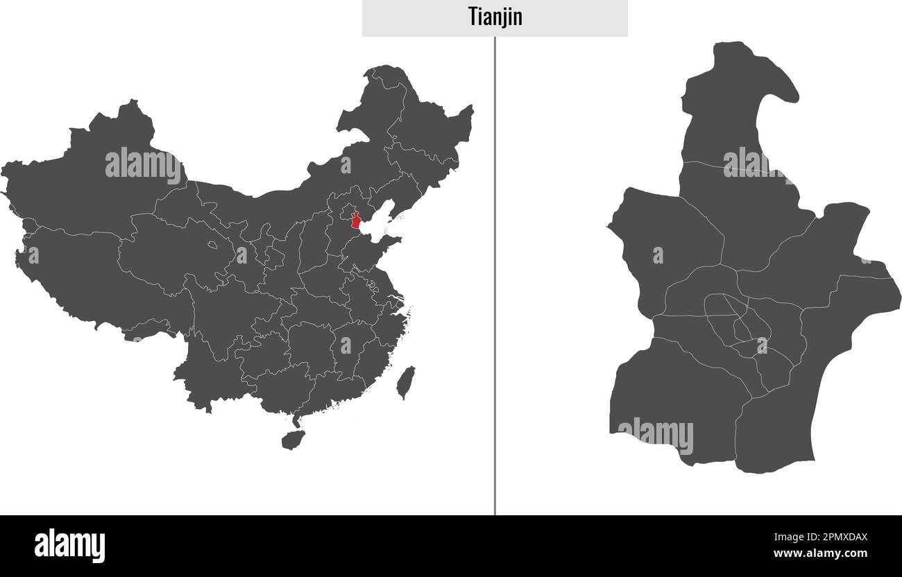 map of Tianjin province of China and location on Chinese map Stock ...