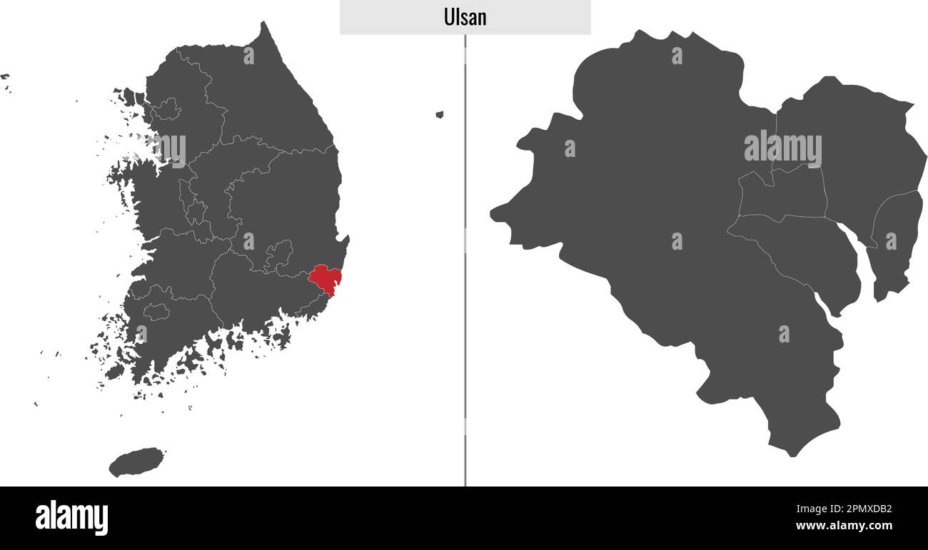 map of Ulsan state of South Korea and location on Korean map Stock ...