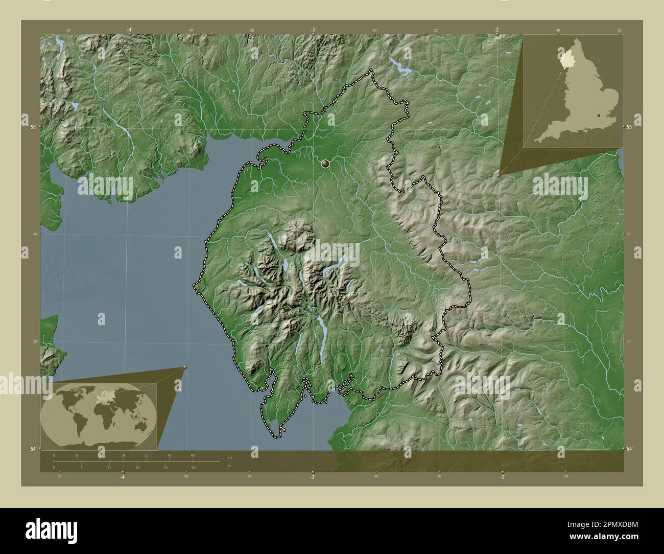 Cumbria, administrative county of England - Great Britain. Elevation ...