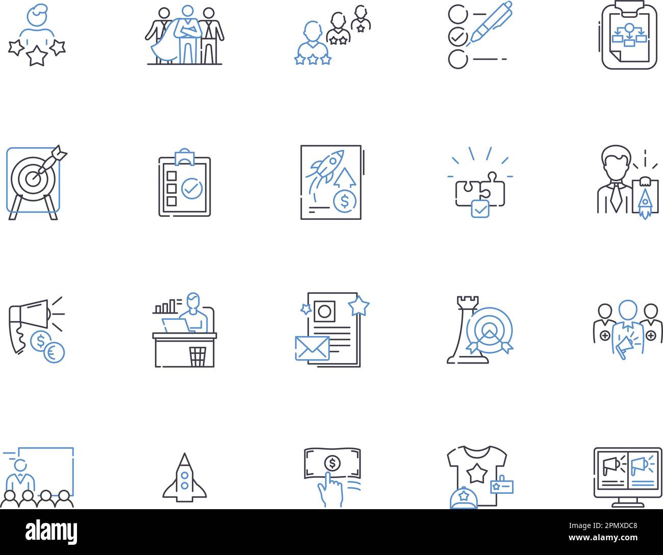 Public and government relations outline icons collection. Public ...