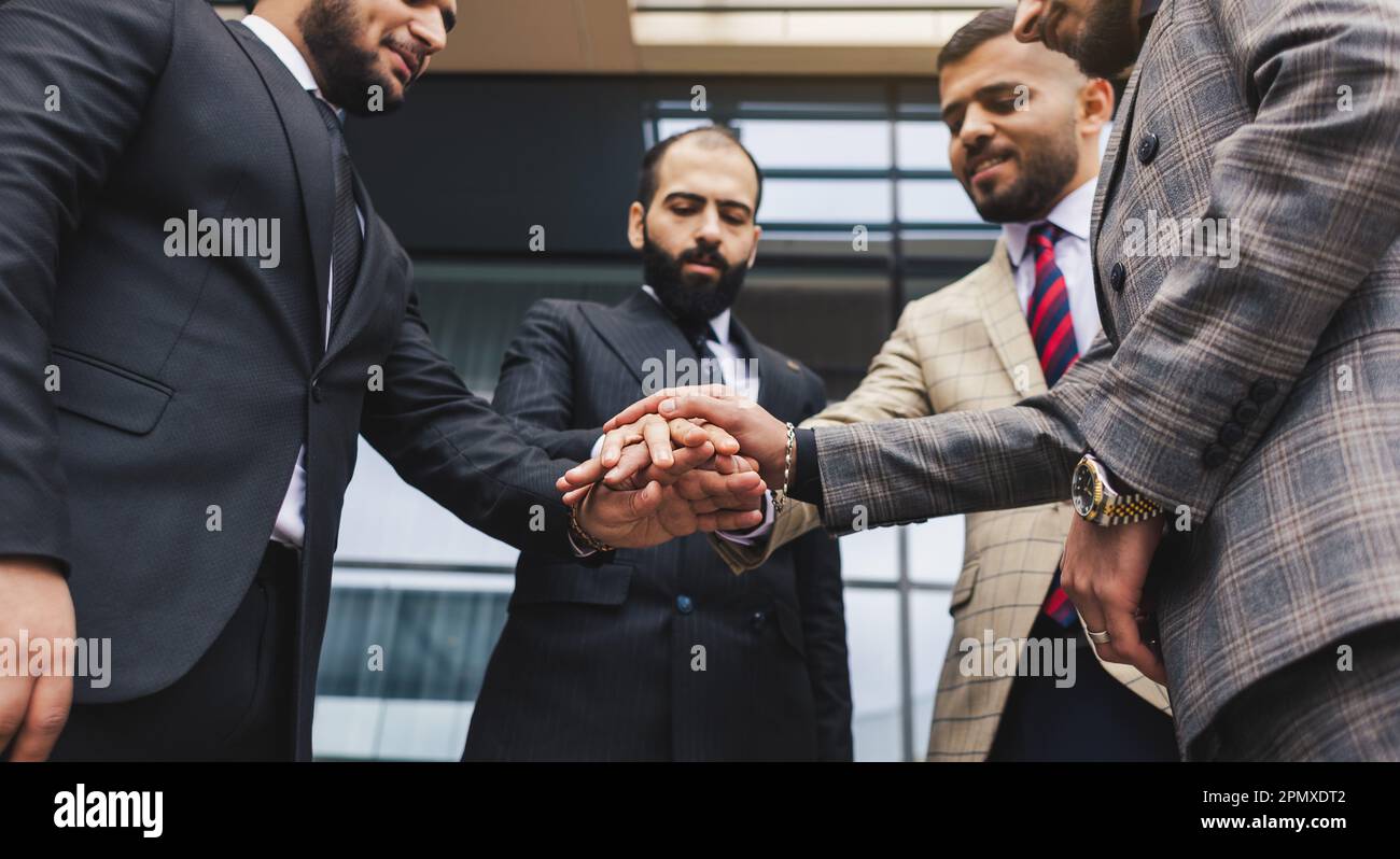 International business team of successful people celebrating victory ...